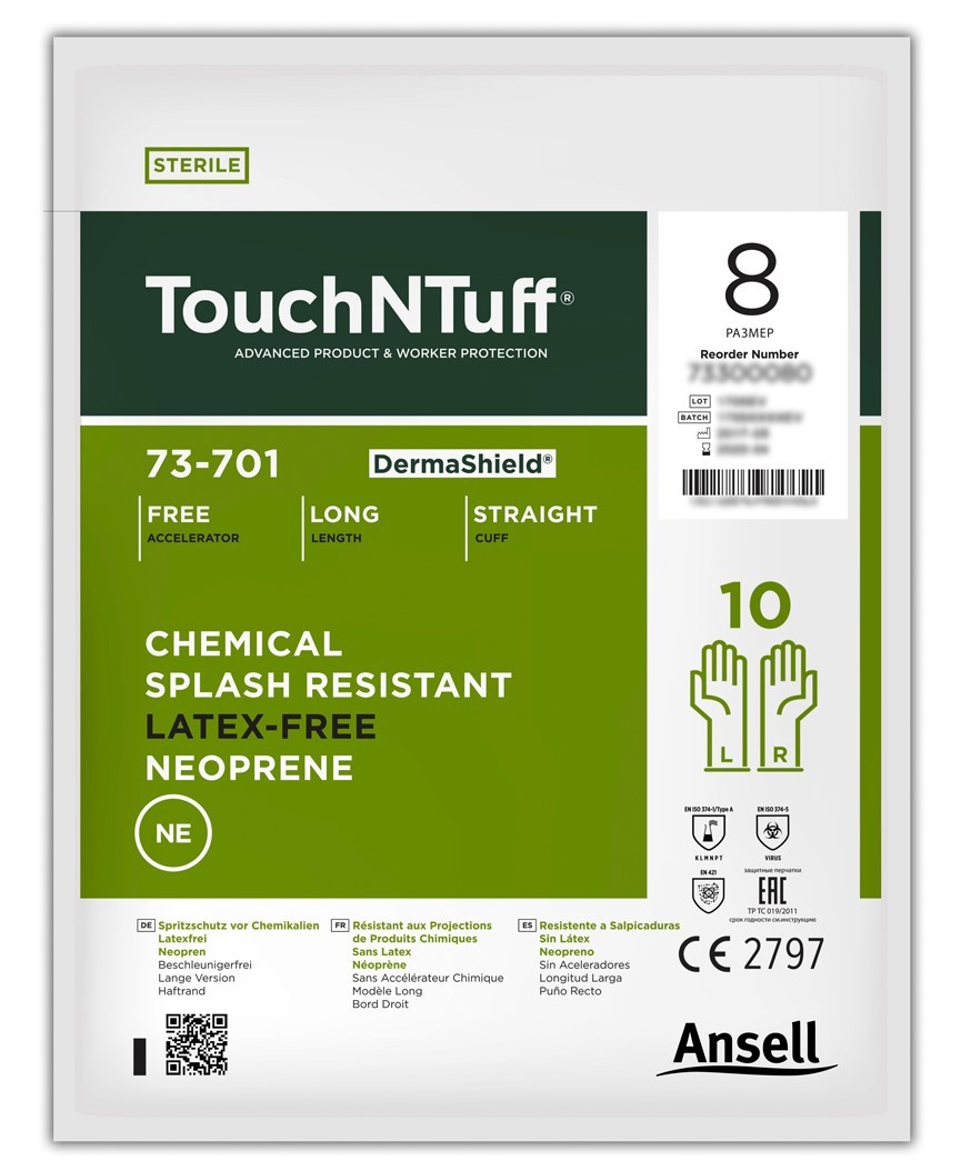 Ansell TouchNTuff 73-701 Neopren-Einweg-Chemikalienschutzhandschuhe | 9 ...